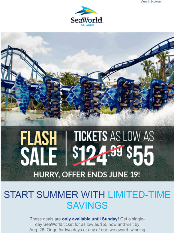 SeaWorld Parks: 🎟️ Flash Sale: Tickets as Low as $55 🎟️ | Milled