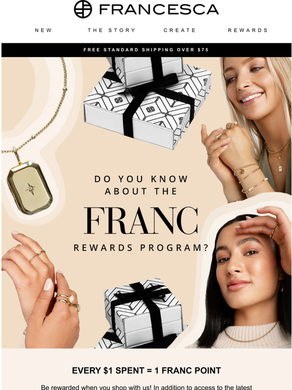 Francesca Collections: Franc Rewards | $1 = 1 Franc Point | Milled