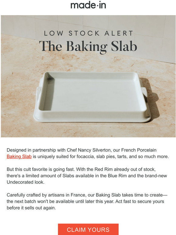 Made In: Low Stock Alert: The Baking Slab | Milled