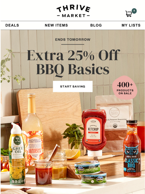 Thrive Market: EXTRA 25% off 400+ cookout essentials 😋 | Milled