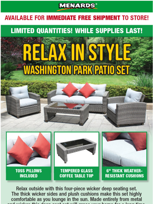 Menards: Relax In Style With A Washington Park Patio Set | Milled