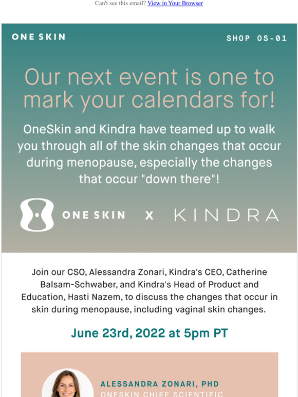 OneSkin: OneSkin, Kindra, and Women's Health | Milled