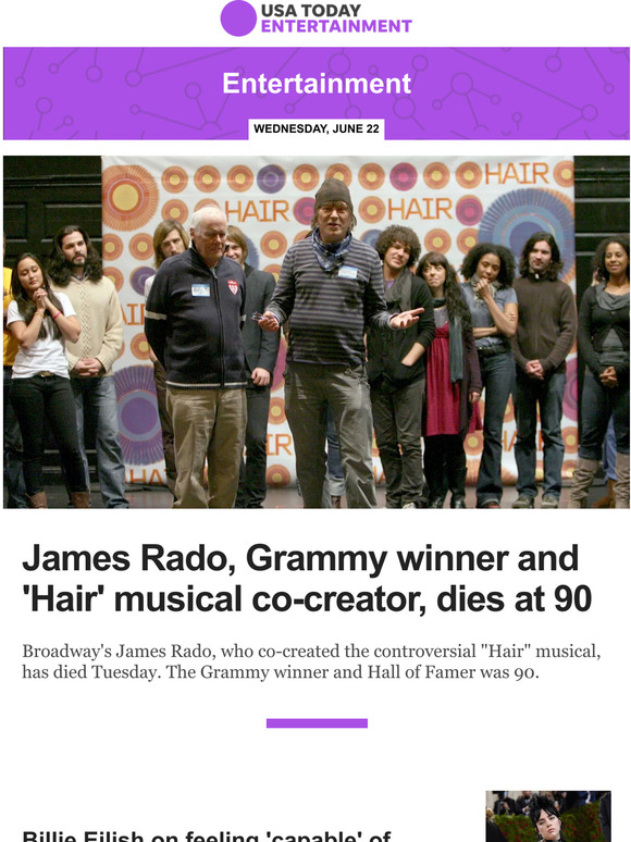 USA TODAY: Entertainment: James Rado, Grammy winner and 'Hair' musical ...