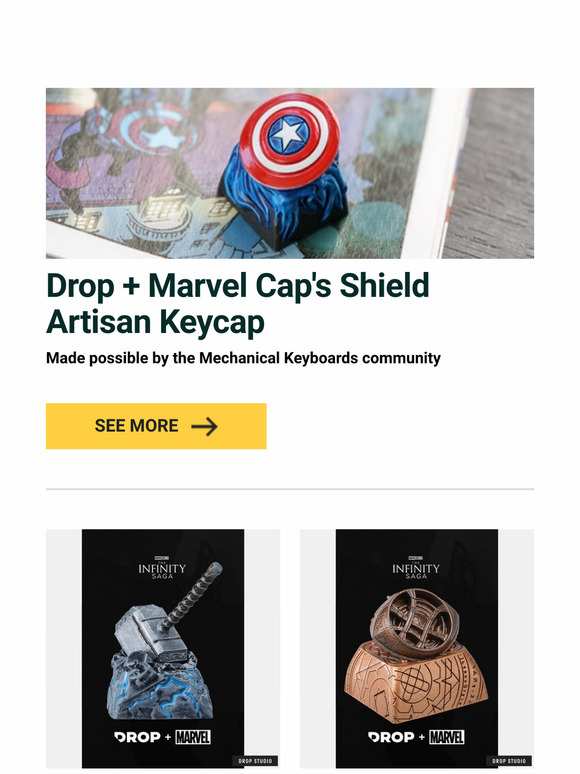 Drop: Drop + Marvel Cap's Shield Artisan Keycap, Drop + Marvel Infinity ...