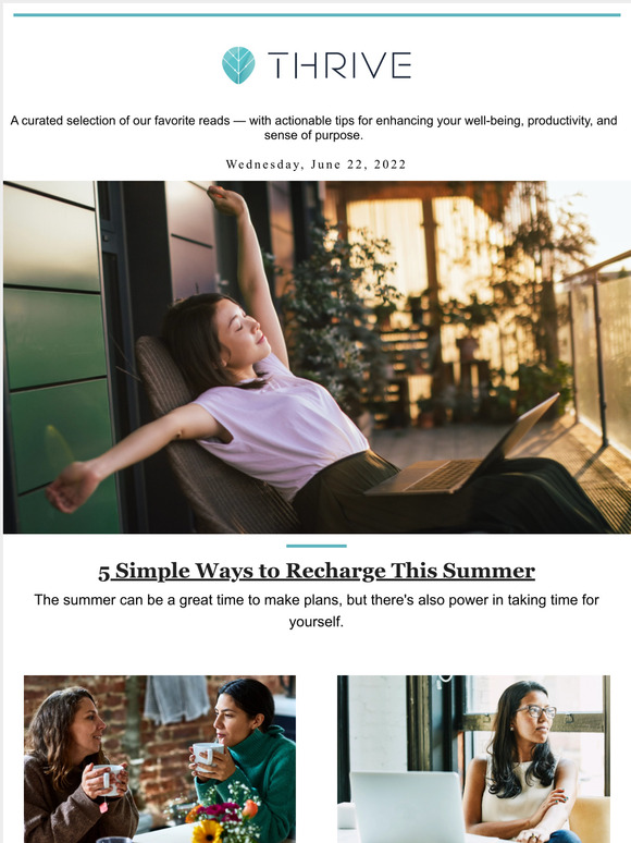 Thrive Global: Simple Ways to Recharge This Summer | Milled