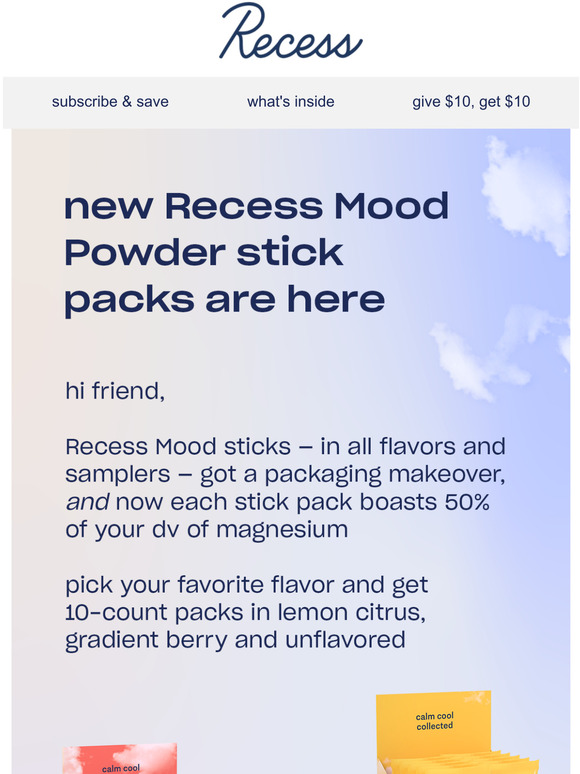 Recess: new Recess Mood stick packs! | Milled