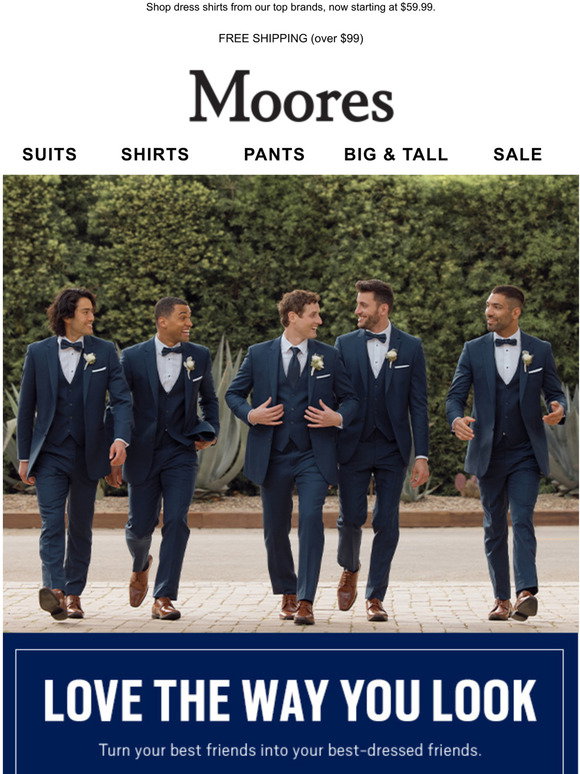 Moores Clothing: Wedding suit packages for all your best men | Milled