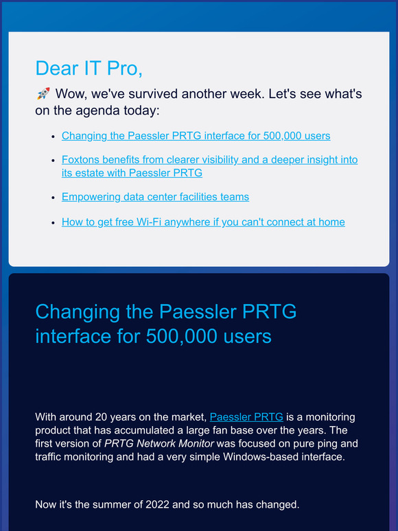 Paessler: Changing the Paessler PRTG interface for 500,000 users | Milled