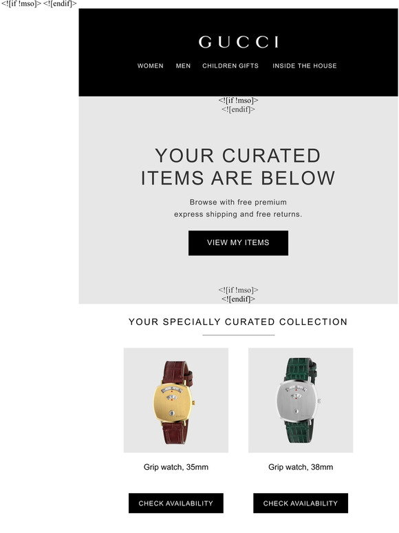 Gucci: Reminder: Free Premium Express Shipping on the items you browsed ...