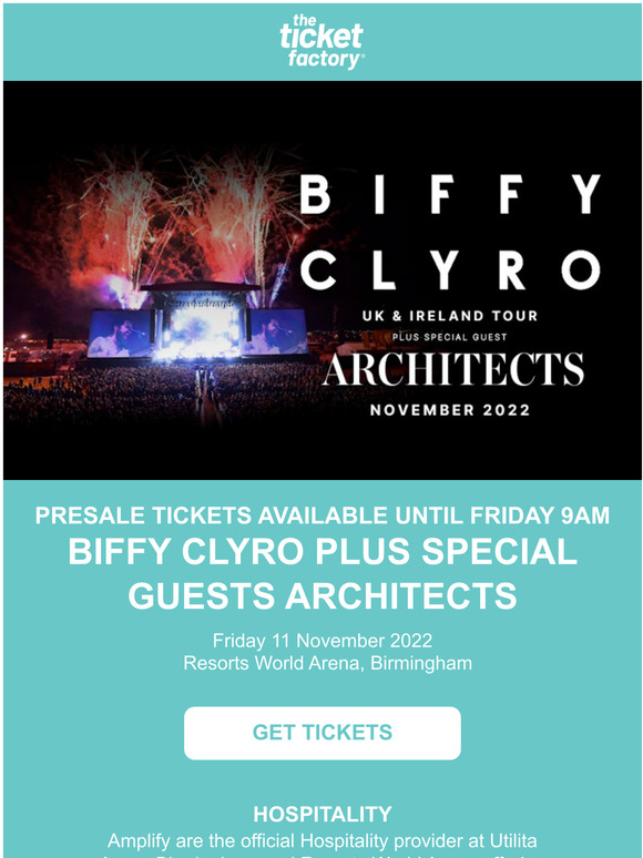 The Ticket Factory: Biffy Clyro presale ends tomorrow! | Milled