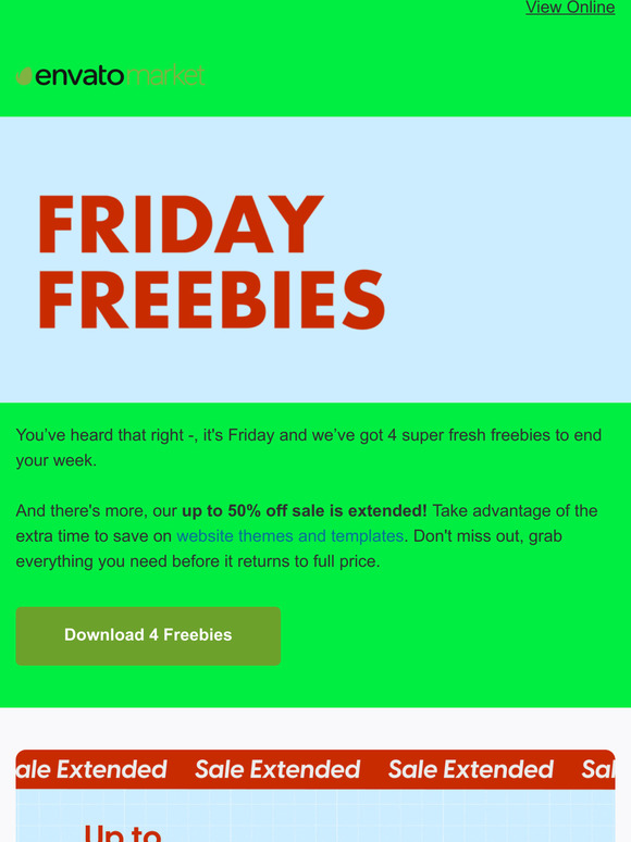Envato: Friday Freebies + Sale Extended: Up to 50% Off Themes & Code ...