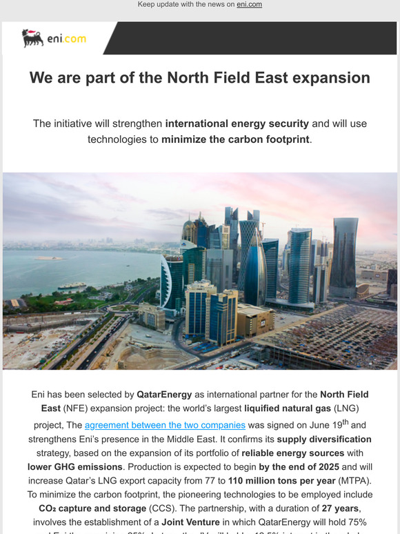 Eni: Eni enters the world’s largest LNG project in Qatar. | Milled