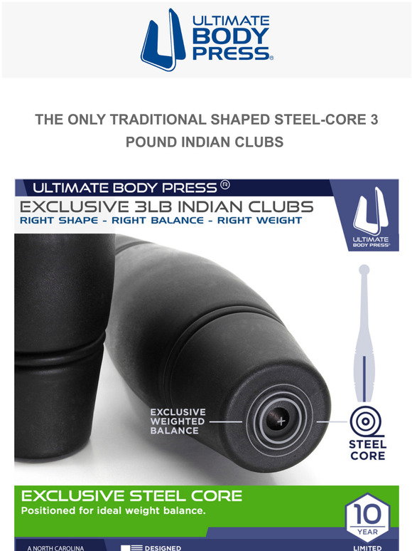 Ultimate Body Press: 3LB Steel Core Indian Clubs - an Ultimate Body ...
