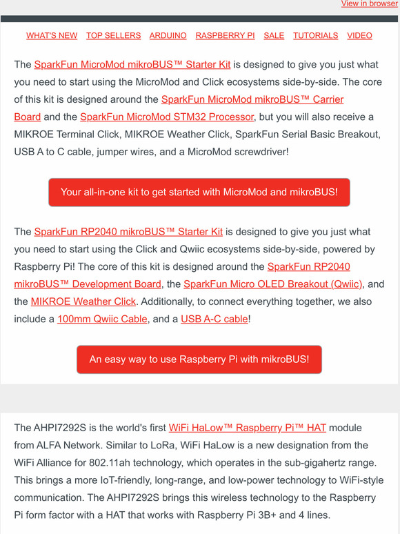 SparkFun: mikroBUS Kits and WiFi HaLow for Raspberry Pi | Milled