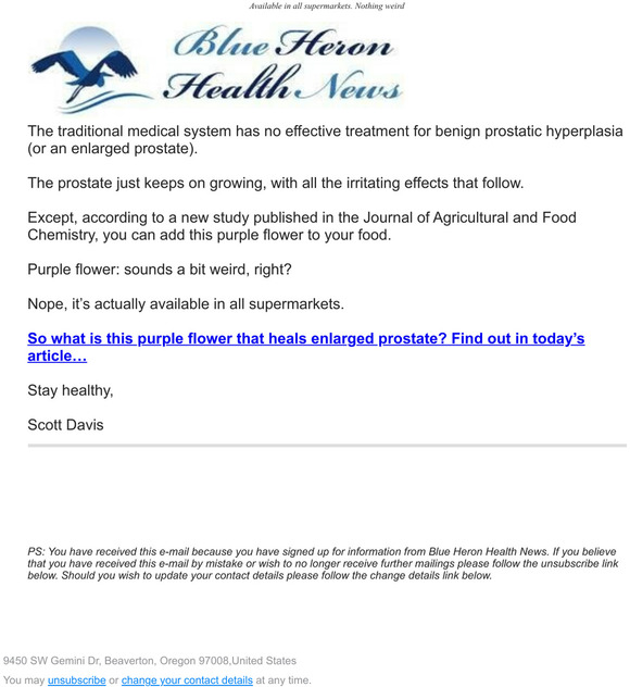 Blue Heron Health News: This Purple Flower Heals Enlarged Prostate | Milled