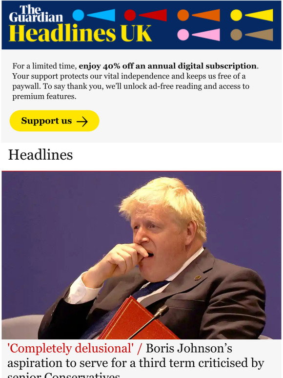 The Guardian: The Guardian Headlines: Boris Johnson’s aspiration to ...