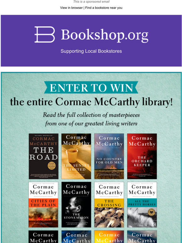 Bookshop: Enter to win the full Cormac McCarthy collection | Milled