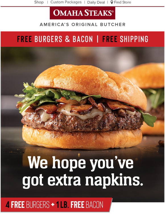 OmahaSteaks.com, Inc.: Give in to your cravings! 4 FREE burgers & FREE ...