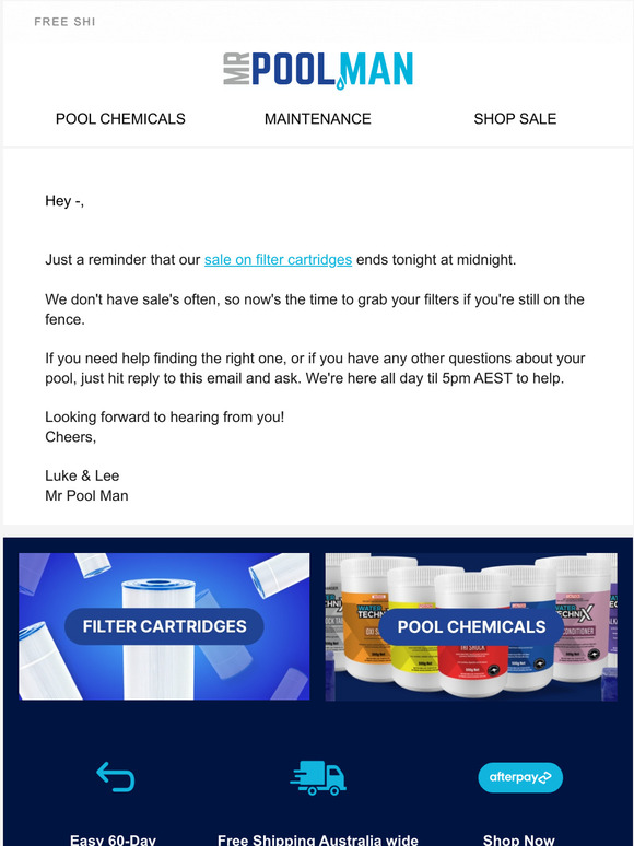 Mr Pool Man: hey 👋 final hours, let me know if you need a hand | Milled