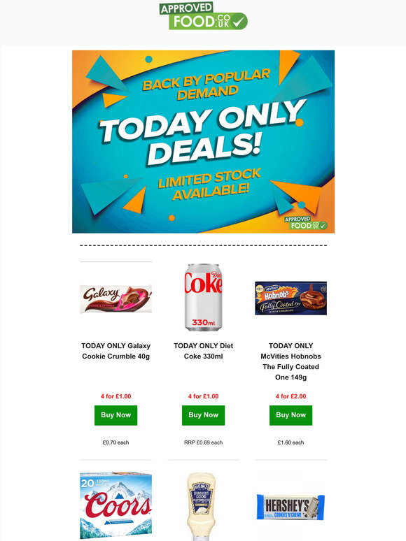 Approved Food TODAY ONLY BIG BRANDS ARE BACK Milled Approved Food TODAY ONLY BIG BRANDS ARE BACK Milled