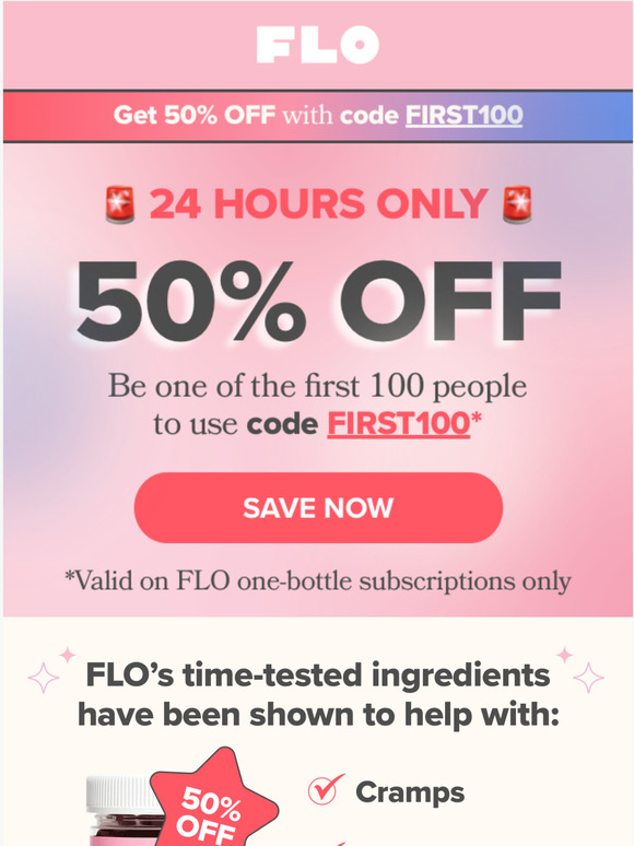 Flo Vitamins: First 100 people get 50% off | Milled