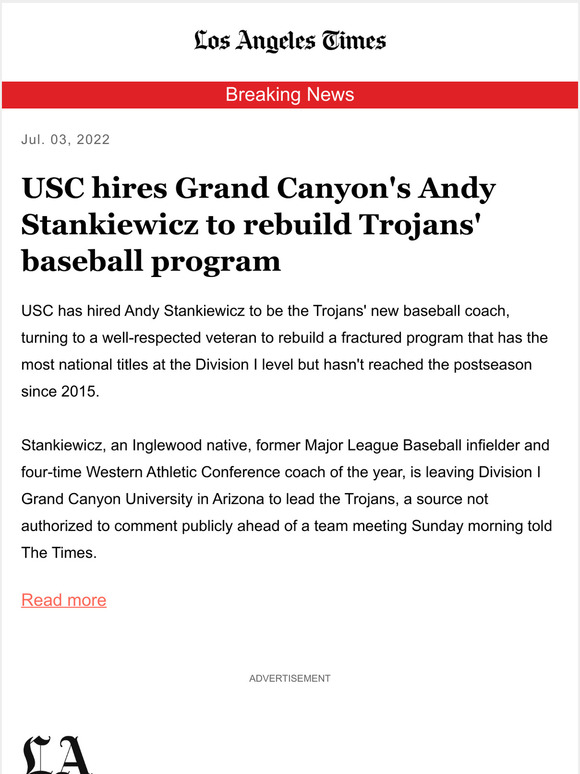 Los Angeles Times: Breaking News: USC hires Grand Canyon’s Andy ...