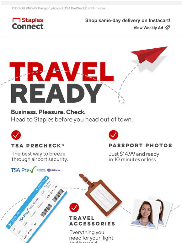 Staples: 20% off when you purchase a travel service. | Milled