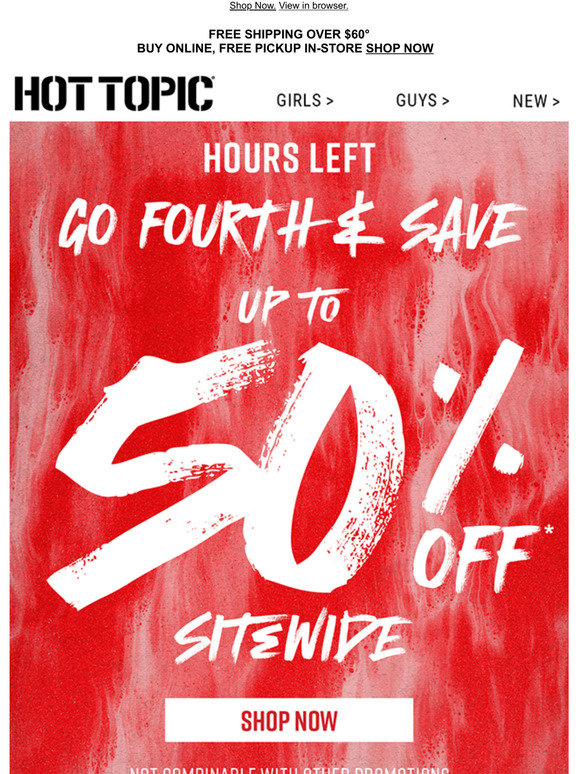 Hot Topic: Hours left for up to 50% Off. ⏰ | Milled