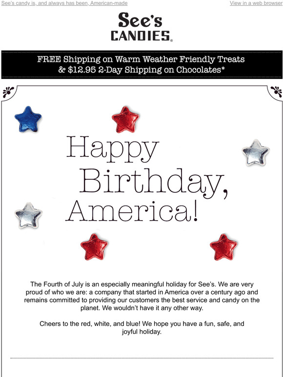 See's Candies: 🇺🇸 Cheers to the Red, White and Blue! | Milled