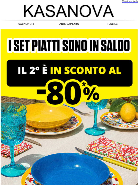 Kasanova: -80% sul 2° set piatti | Milled
