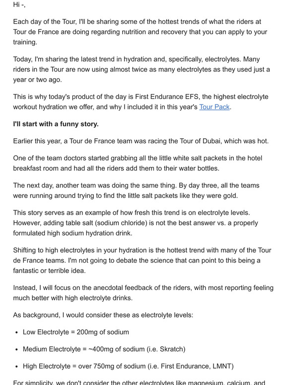 The Feed: TDF Stage 5: Why Tour riders are 2x their electrolytes. | Milled