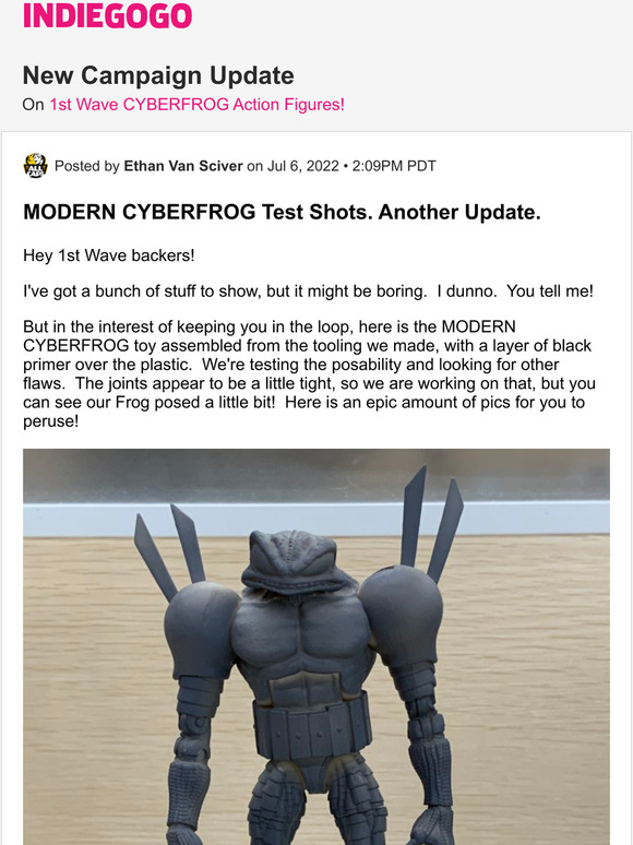 Indiegogo: 📢 Update #19 from 1st Wave CYBERFROG Action Figures! | Milled