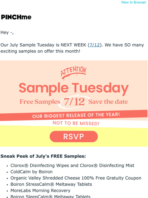 PINCHme: —, Coming to Sample Tuesday Next Week? | Milled