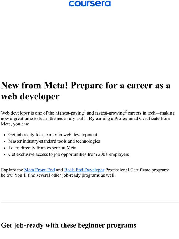Coursera: New Professional Certificates from Meta! | Milled