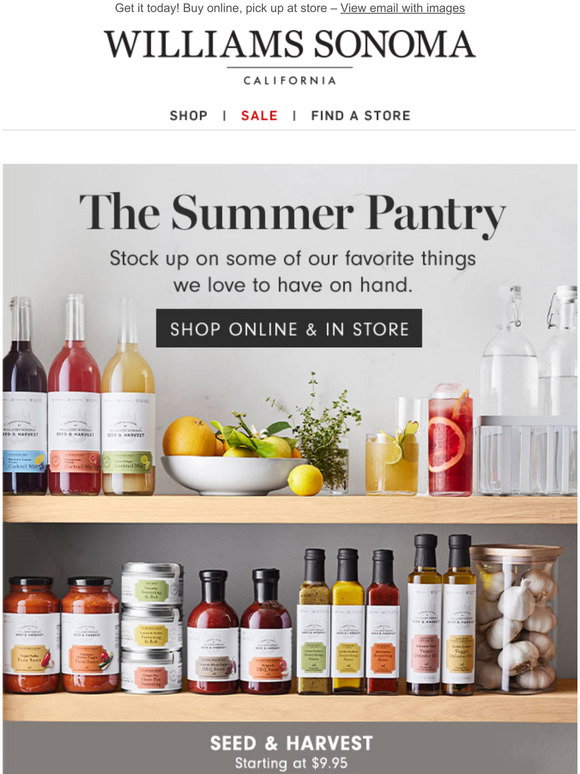 Williams Sonoma: Summer pantry checklist: our top 10 things | Milled