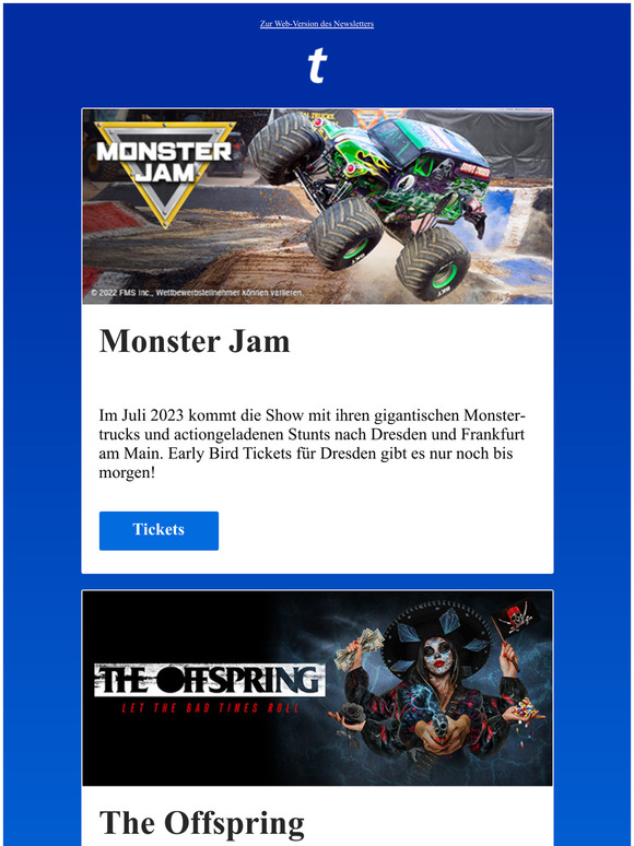 Ticketmaster: The Offspring | Monster Jam | The 12 Tenors | Ozzy ...