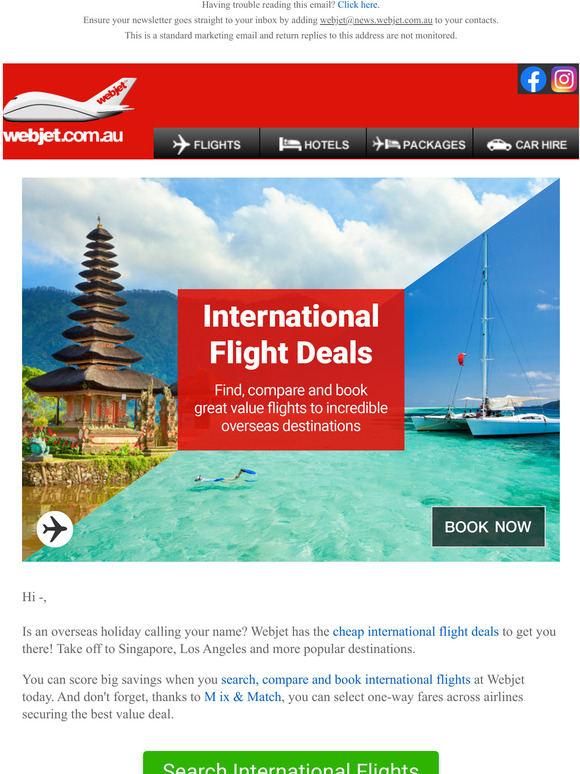 Webjet: Save on international flights at Webjet! | Milled