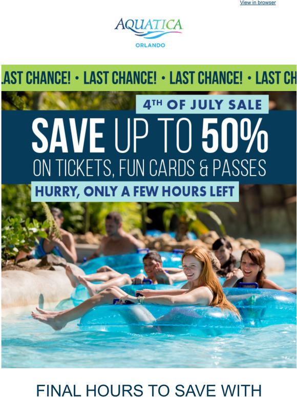 SeaWorld: FINAL HOURS: Save up to 50% now | Milled