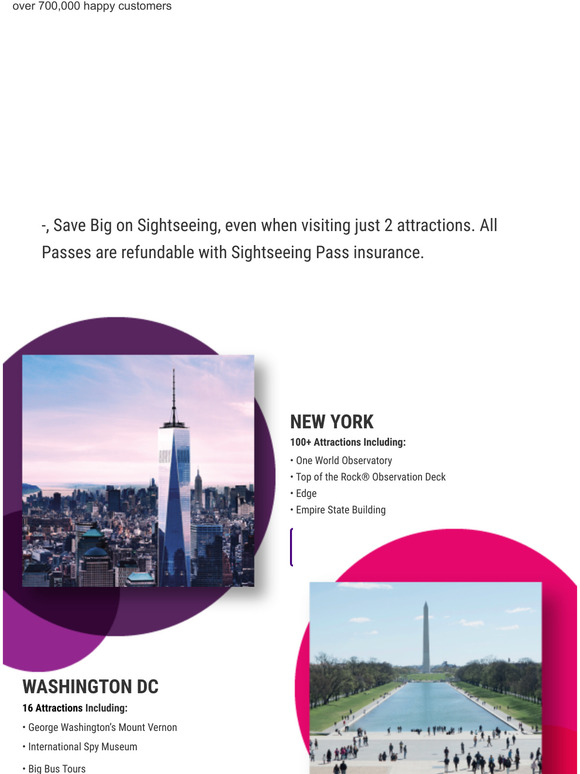 Sightseeing Pass: — - Explore Attractions in NYC, Washington DC, Nashville and many more | Milled