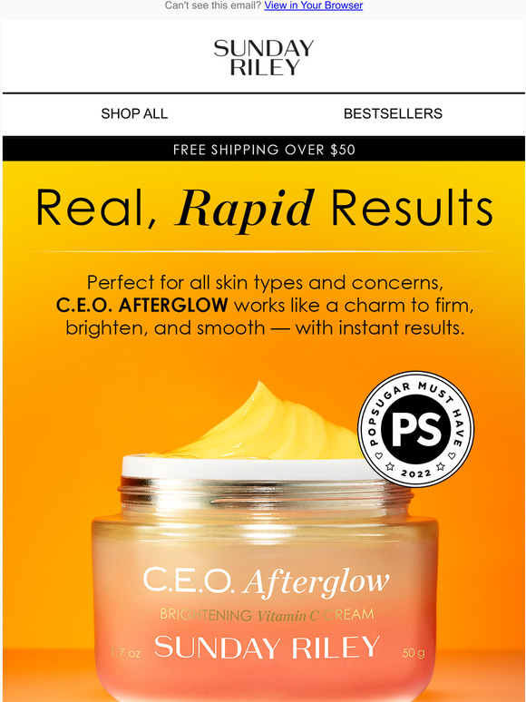 Sunday Riley: C.E.O. Afterglow: The results are IN! 🧡 | Milled