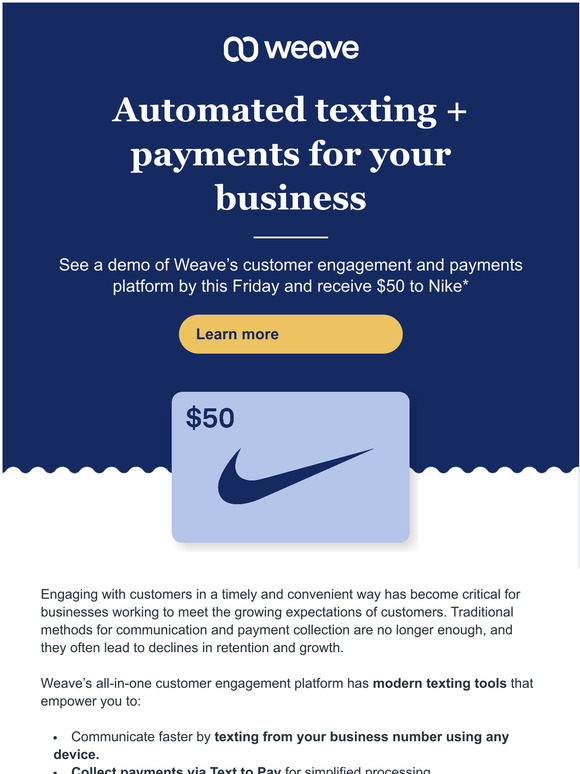 Weave (US): Texting + payments made easy for your business | Milled