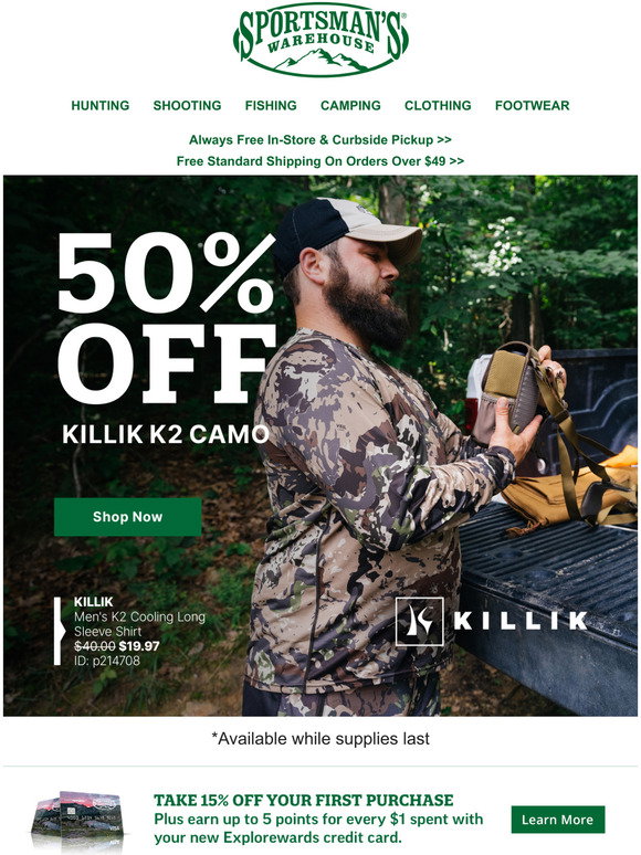 Sportsman's Warehouse: 50% Off Killik K2 Camo | Milled