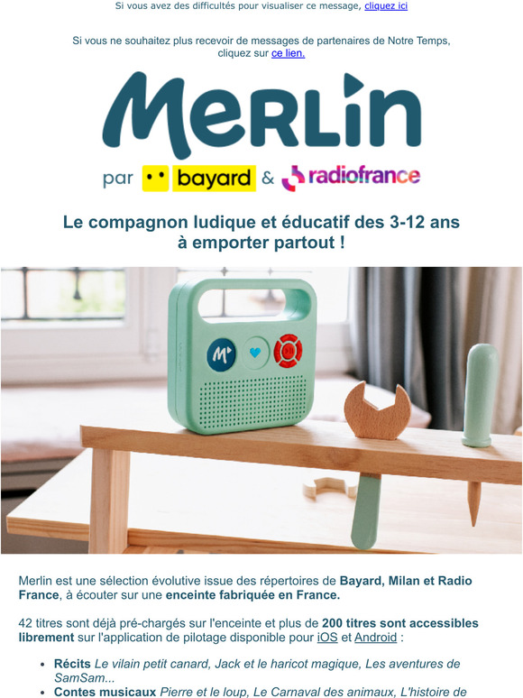 notretemps: Merlin, la sélection audio de Bayard, Milan et Radio France ...