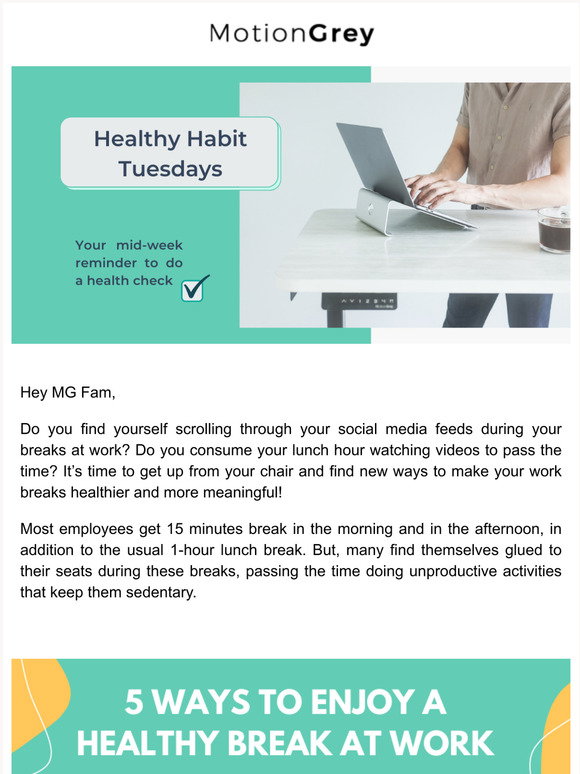 MotionGrey: Healthy Habit Tuesdays: Top 5 ways to take a break at work ...