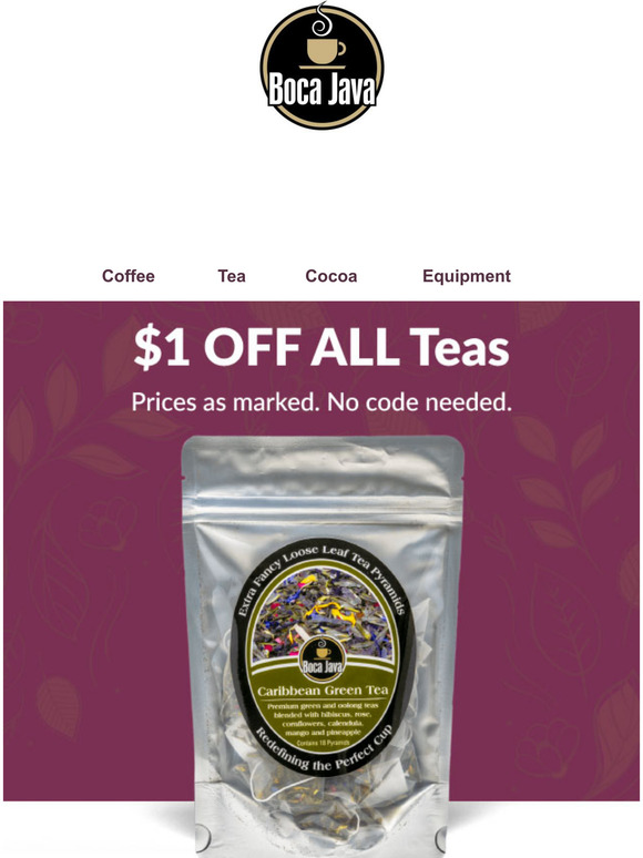 Boca Java Coffee: $1 Off All Herbal, Green and Black Teas 🍵 | Milled