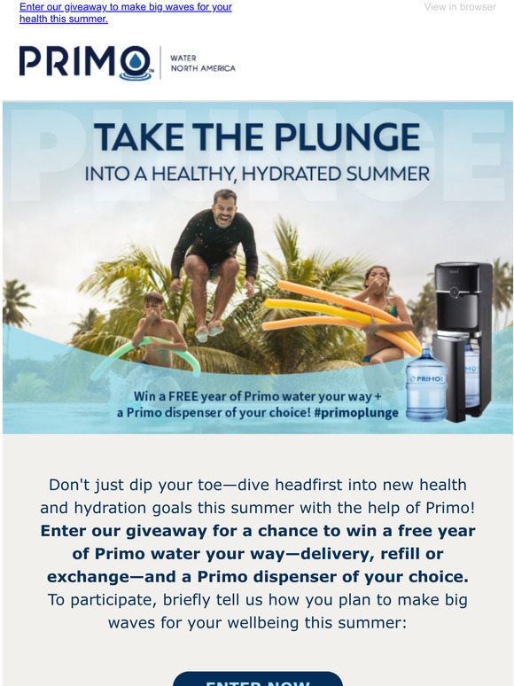 Primo Water: Take the Plunge to Win a Primo Dispenser & Free Water for ...