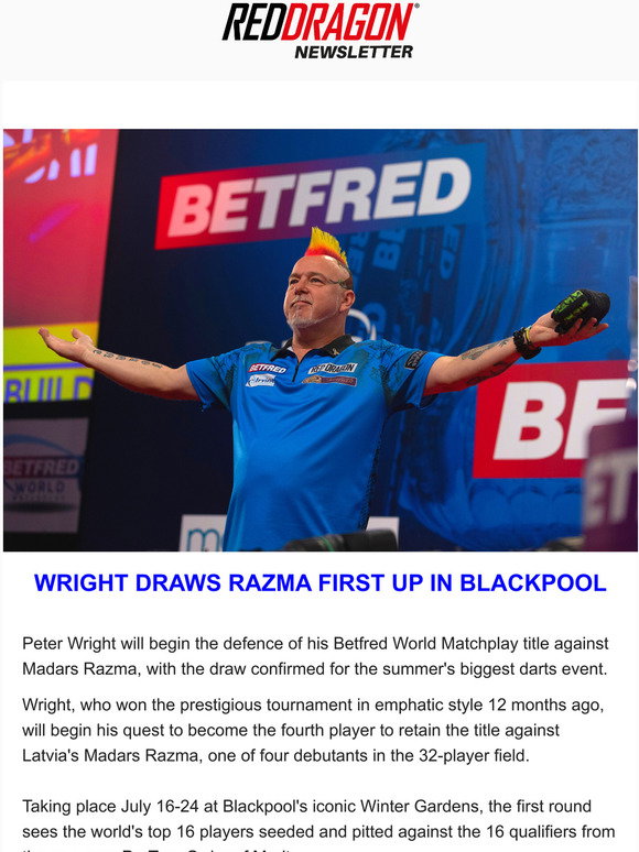 Red Dragon Darts: Betfred World Matchplay Draw | Milled