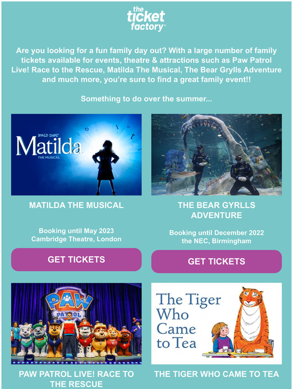 The Ticket Factory: Treat the kids this summer to some fantastic events ...