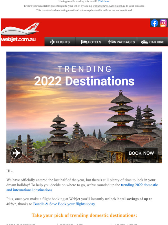 Webjet: $99 one-way to Melbourne! Trending 2022 destinations ️ | Milled
