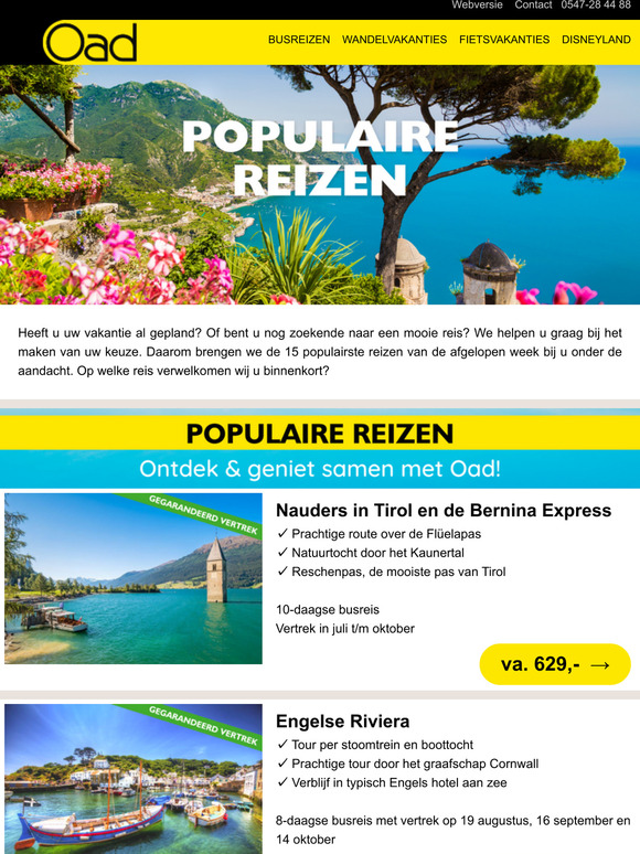 Oad: Top 15 populairste reizen! | Milled